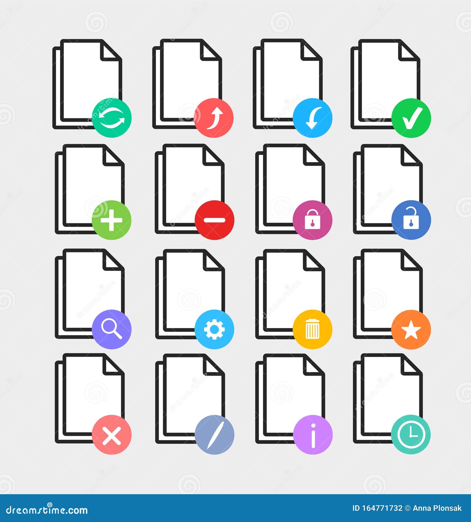 Document Flat Icons. Electronic Documents Icons. Paper Icons Stock ...