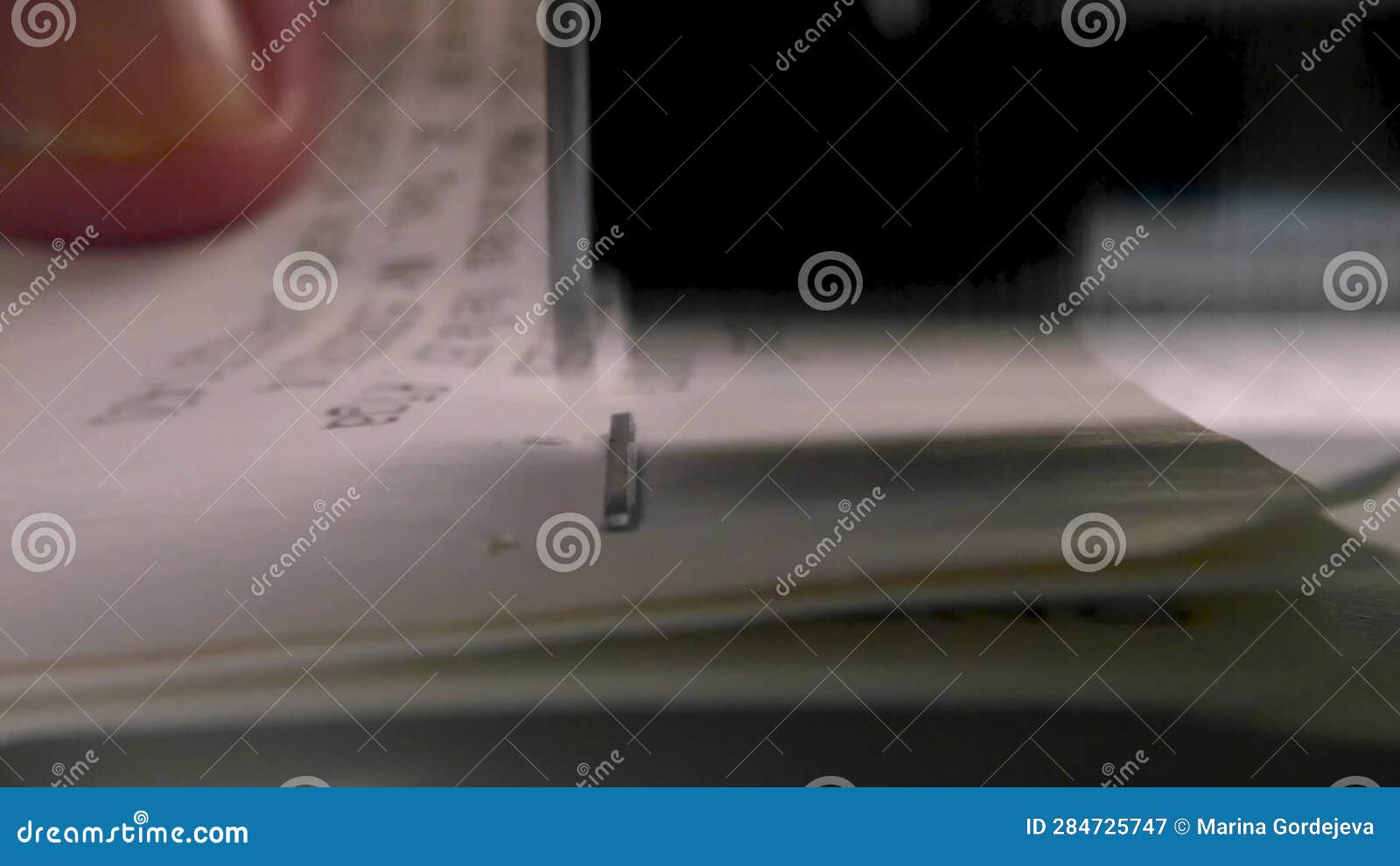 Document Flow. Close Up of Girl Hands Using Stapler on Documents Over a ...