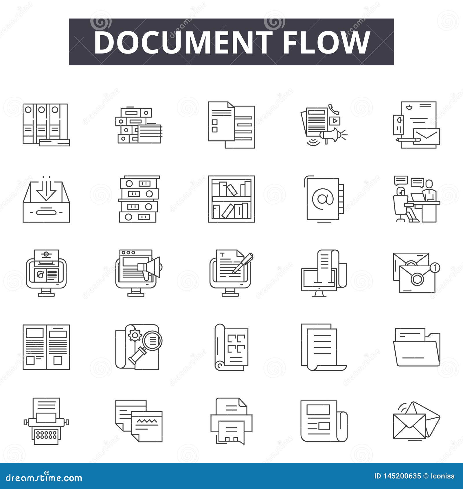Document Flow Line Icons, Signs, Vector Set, Outline Illustration ...