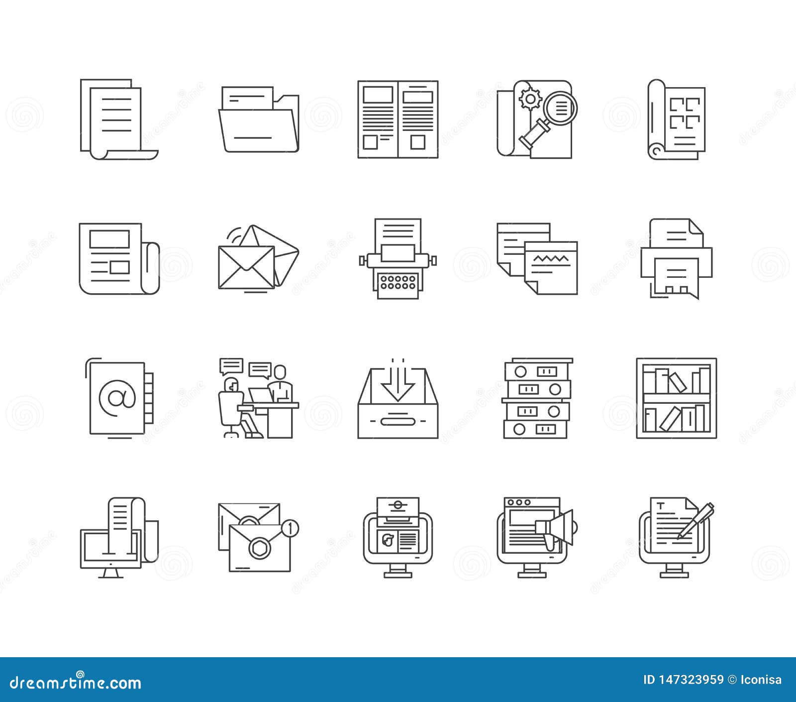Document Flow Line Icons, Signs, Vector Set, Outline Illustration ...