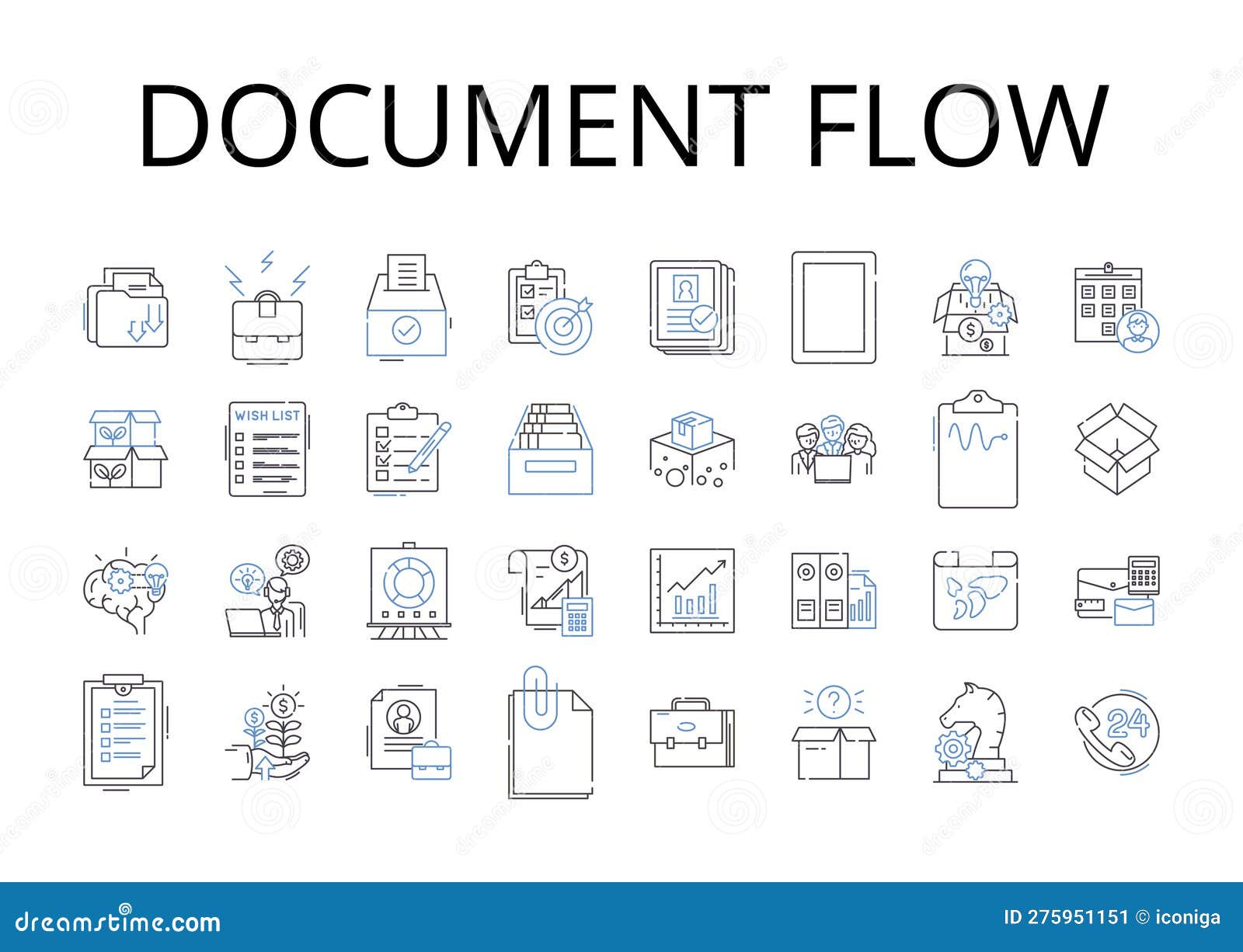 Document Routing Line Icons Collection Routing Workflow Automation Delivery Forwarding