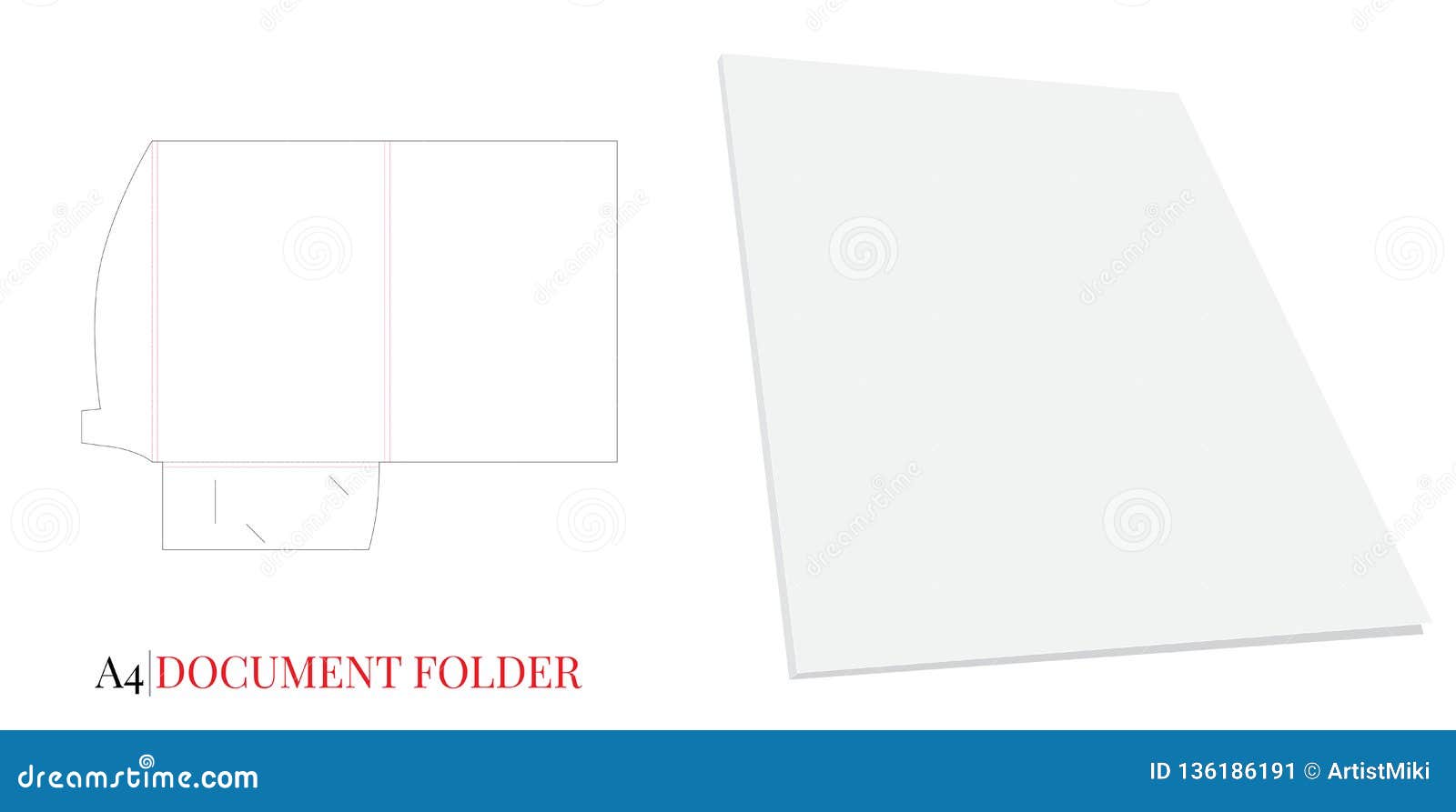 Document Folder Gusset Folder A4. Document Folder Vector with Die Cut ...