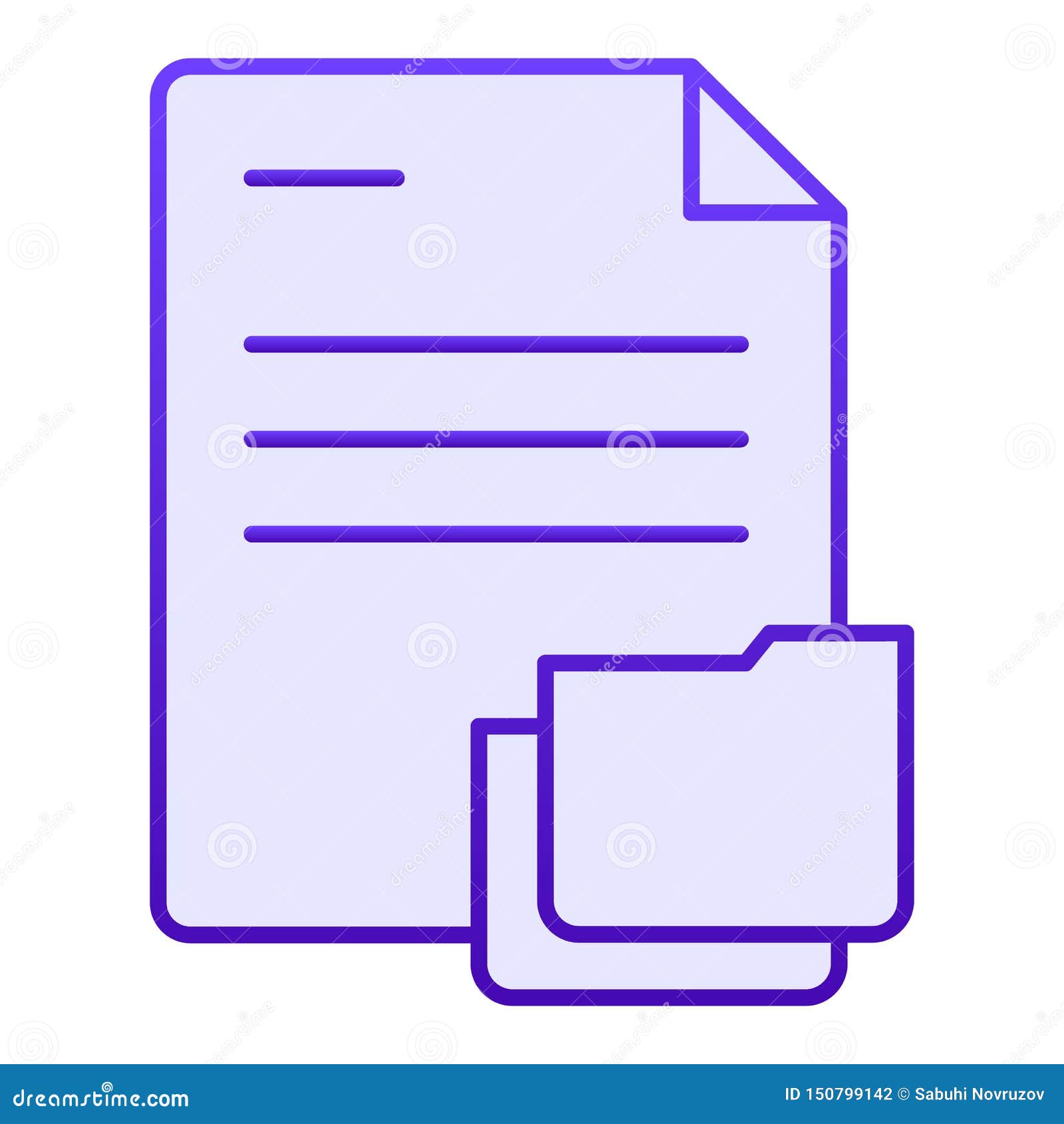 Document with Folder Flat Icon. Papers in Folder Blue Icons in Trendy ...