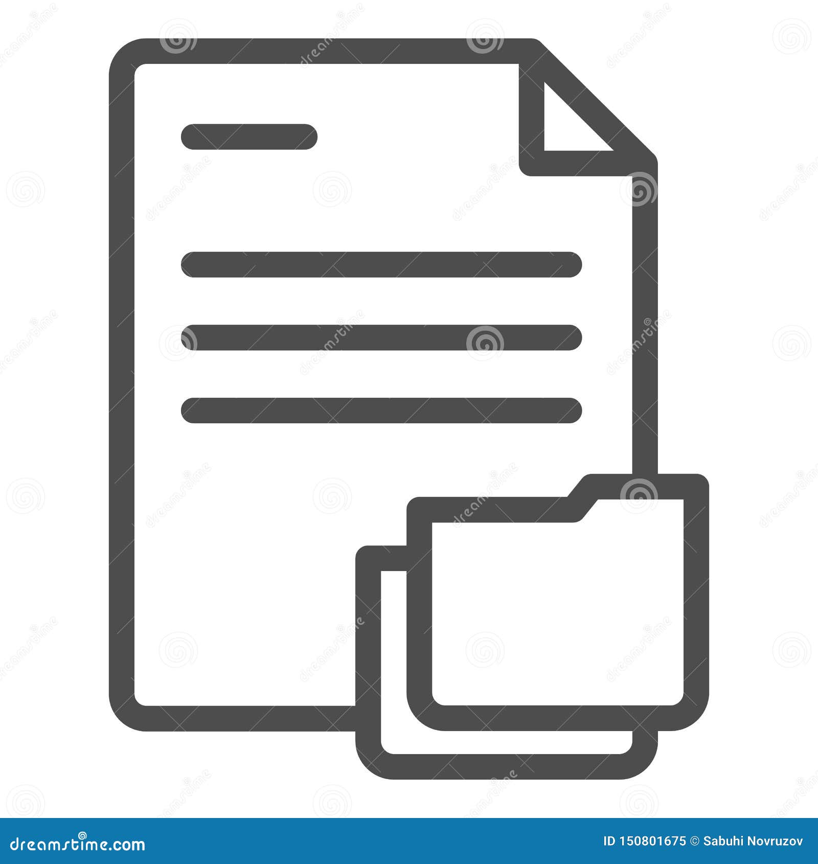Document with Folder Line Icon. Papers in Folder Vector Illustration ...