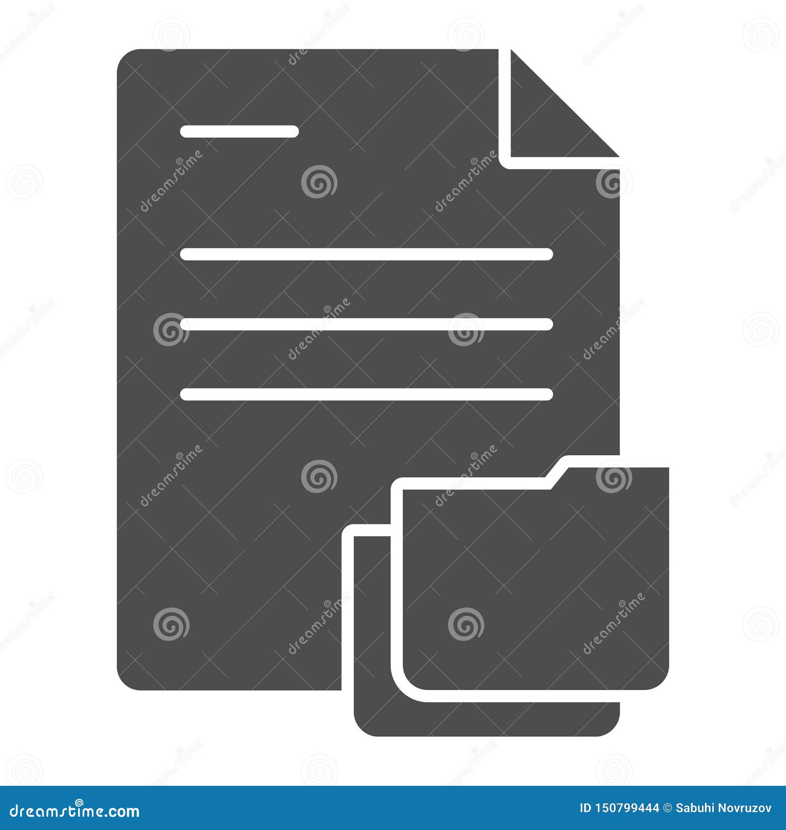 Document with Folder Solid Icon. Papers in Folder Vector Illustration ...