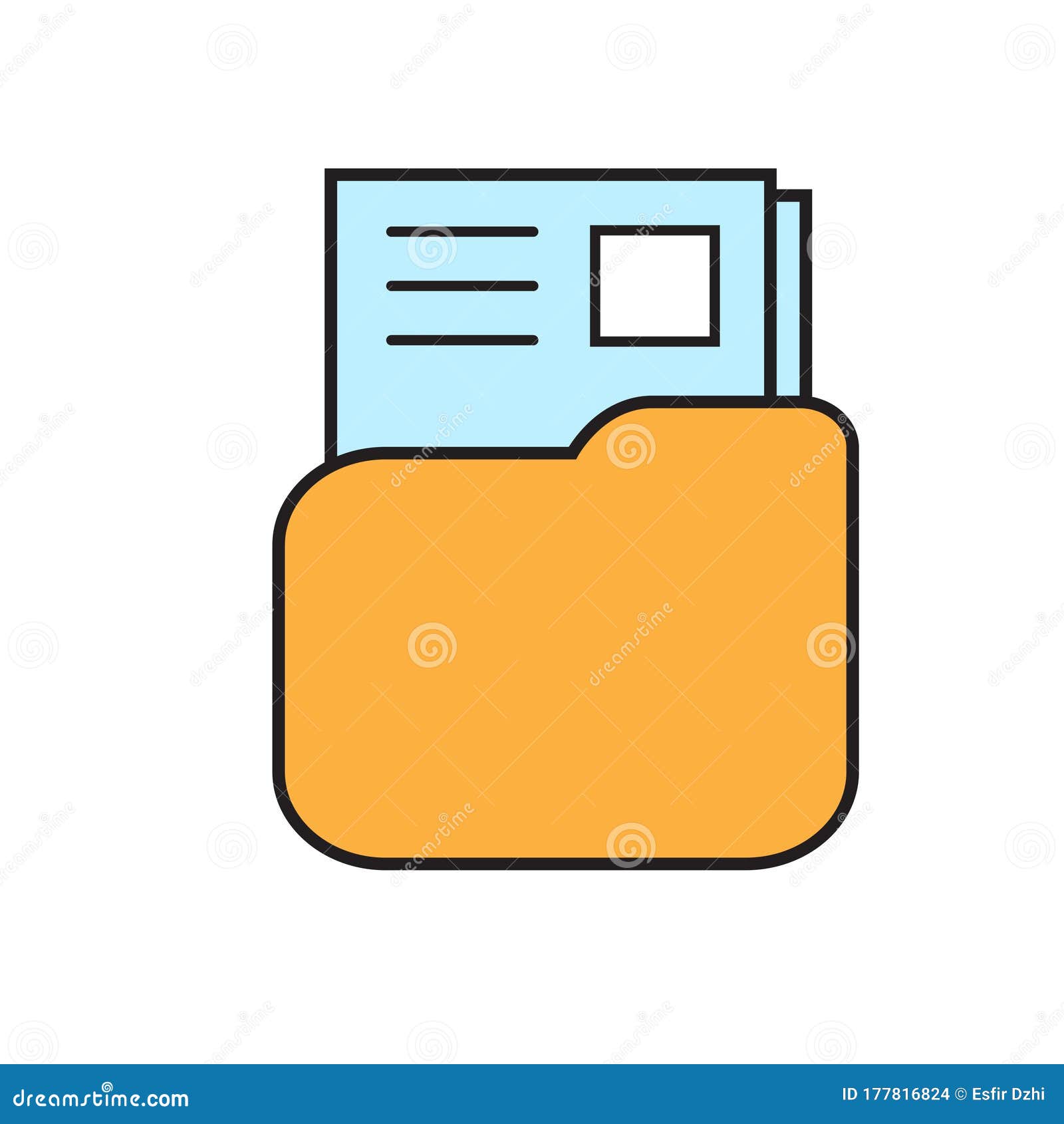 Document Folder with Stamp and Text Icon Isolated on White Stock Vector ...
