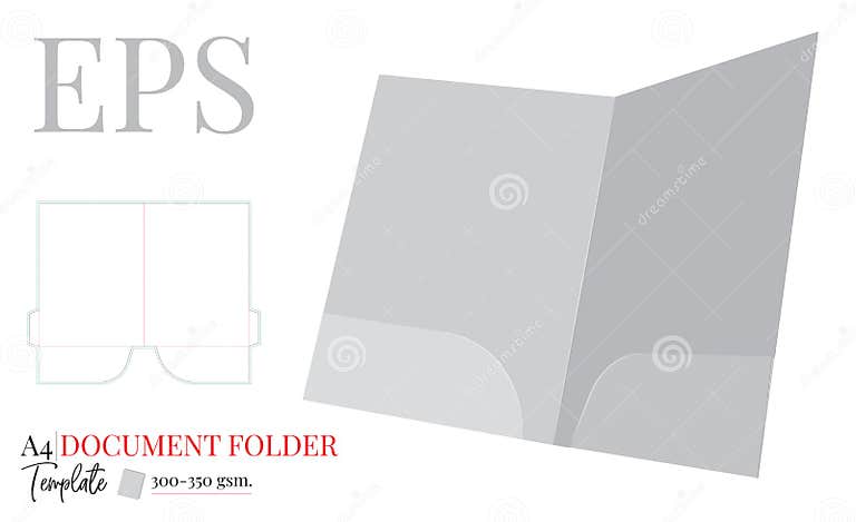 Document Folder Template. Vector with Die Cut / Laser Cut Layers. Two ...