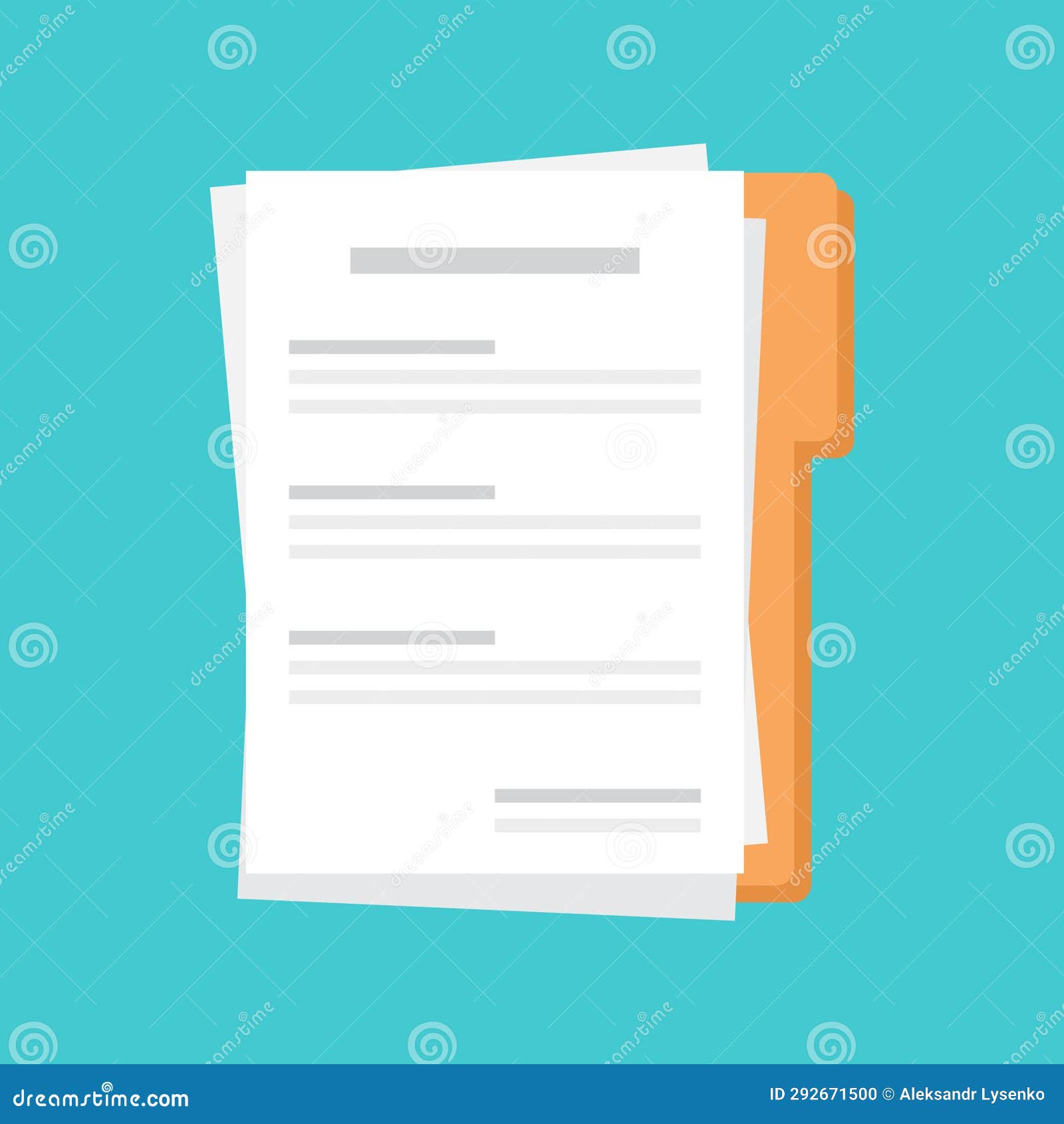 Document, Folder with Text Icon in Flat Style. White Papers Vector ...