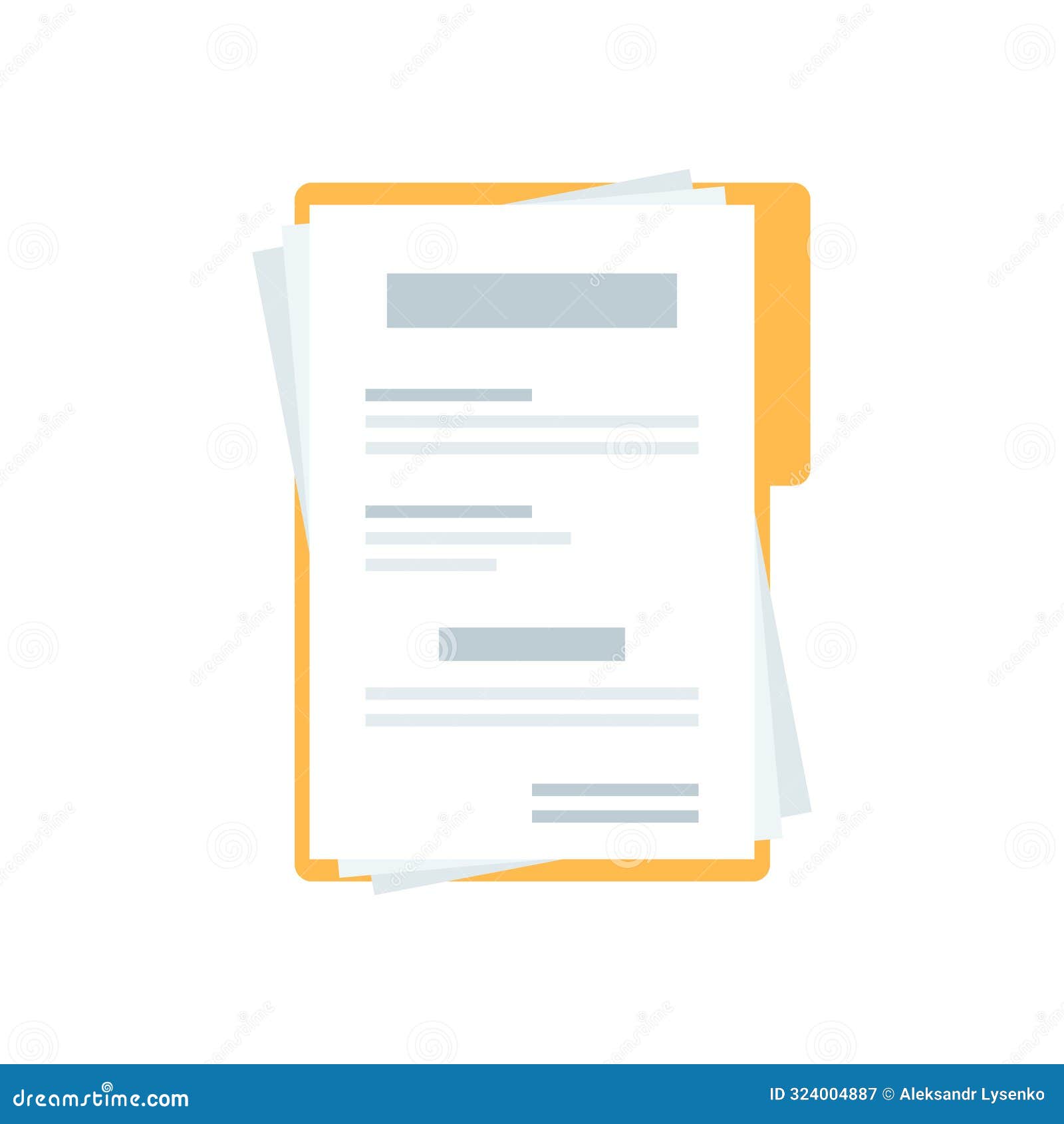 Document, Folder with Text Icon in Flat Style. White Papers Vector ...