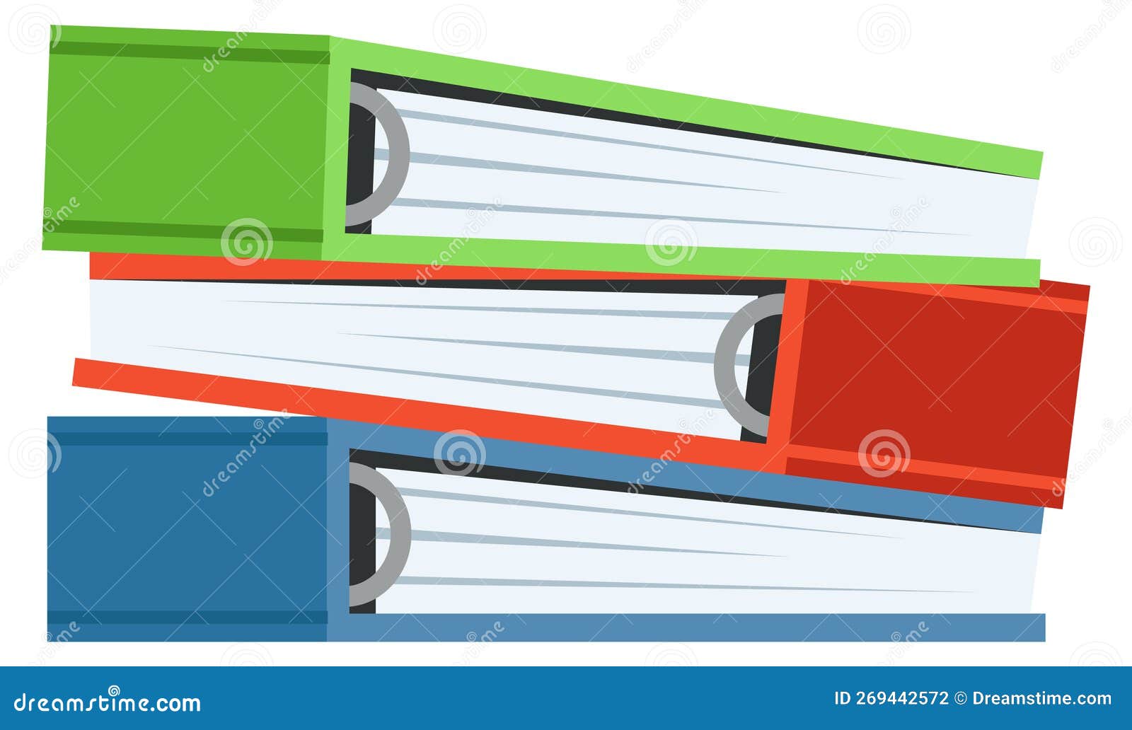 Document Folders Stack. Color Binders Full of Papers Stock Vector ...