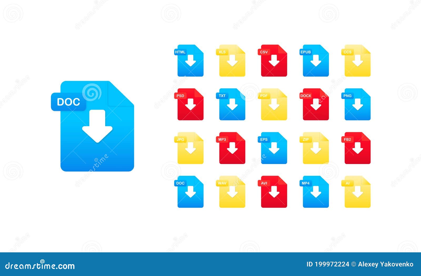 Document Format Icon Set. Vector on Isolated White Background Stock ...