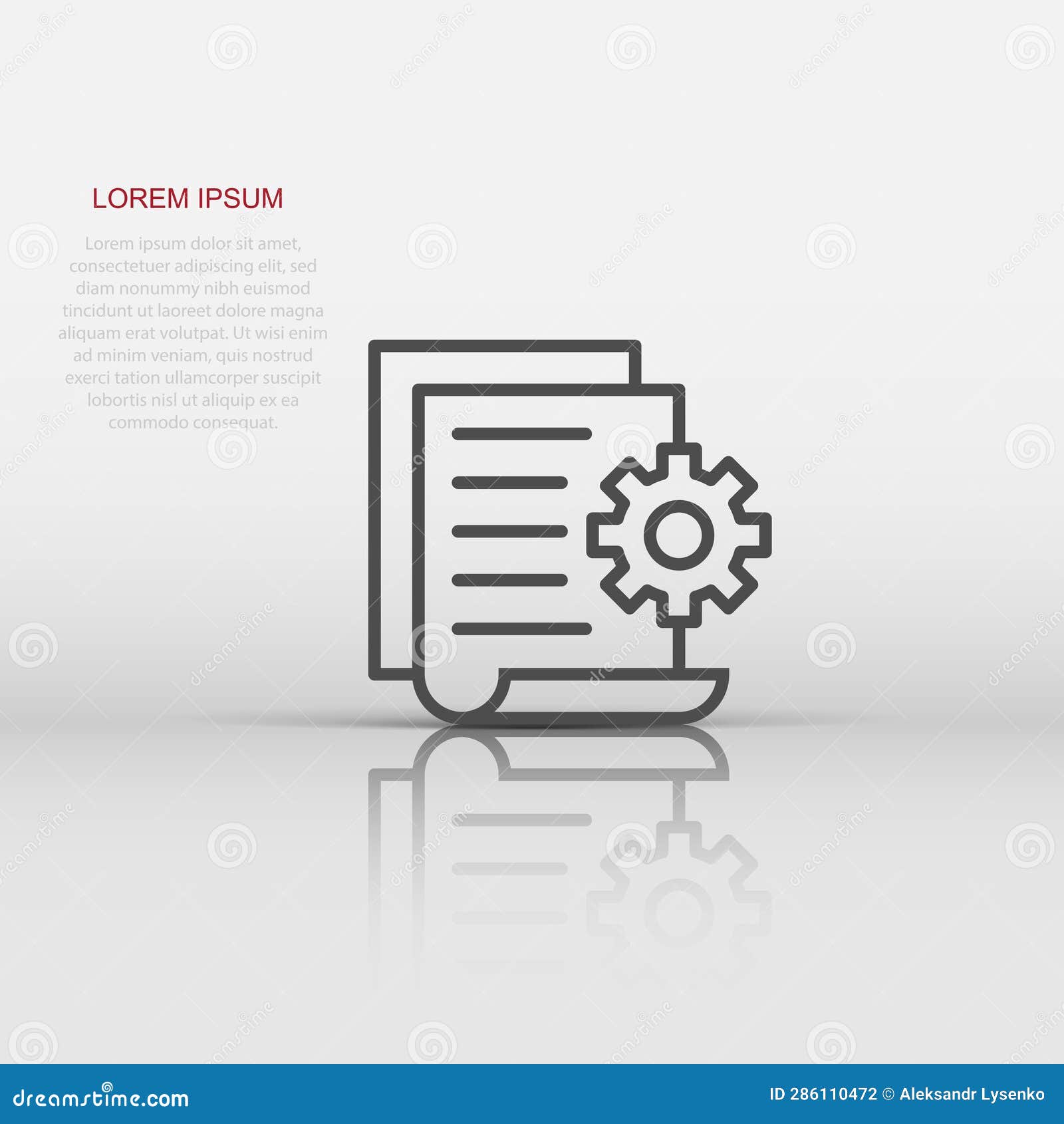 Document with Gear Icon in Flat Style. Big Data Processing Vector ...