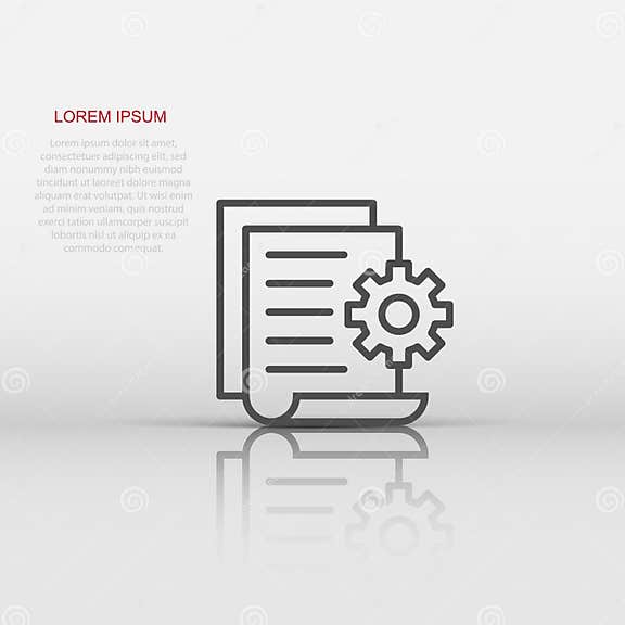 Document with Gear Icon in Flat Style. Big Data Processing Vector Illustration on White Isolated ...