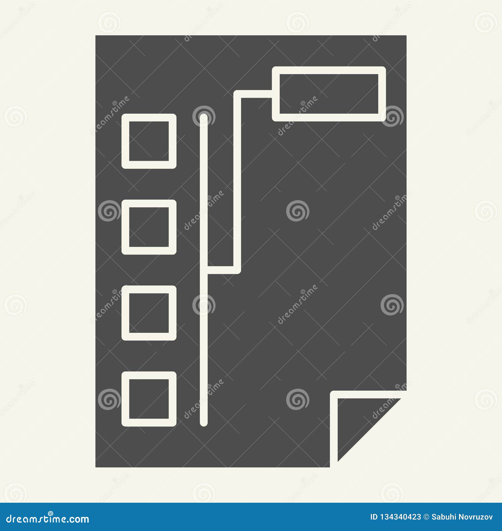 Document with Graph Solid Icon. Paper with Chart Vector Illustration ...