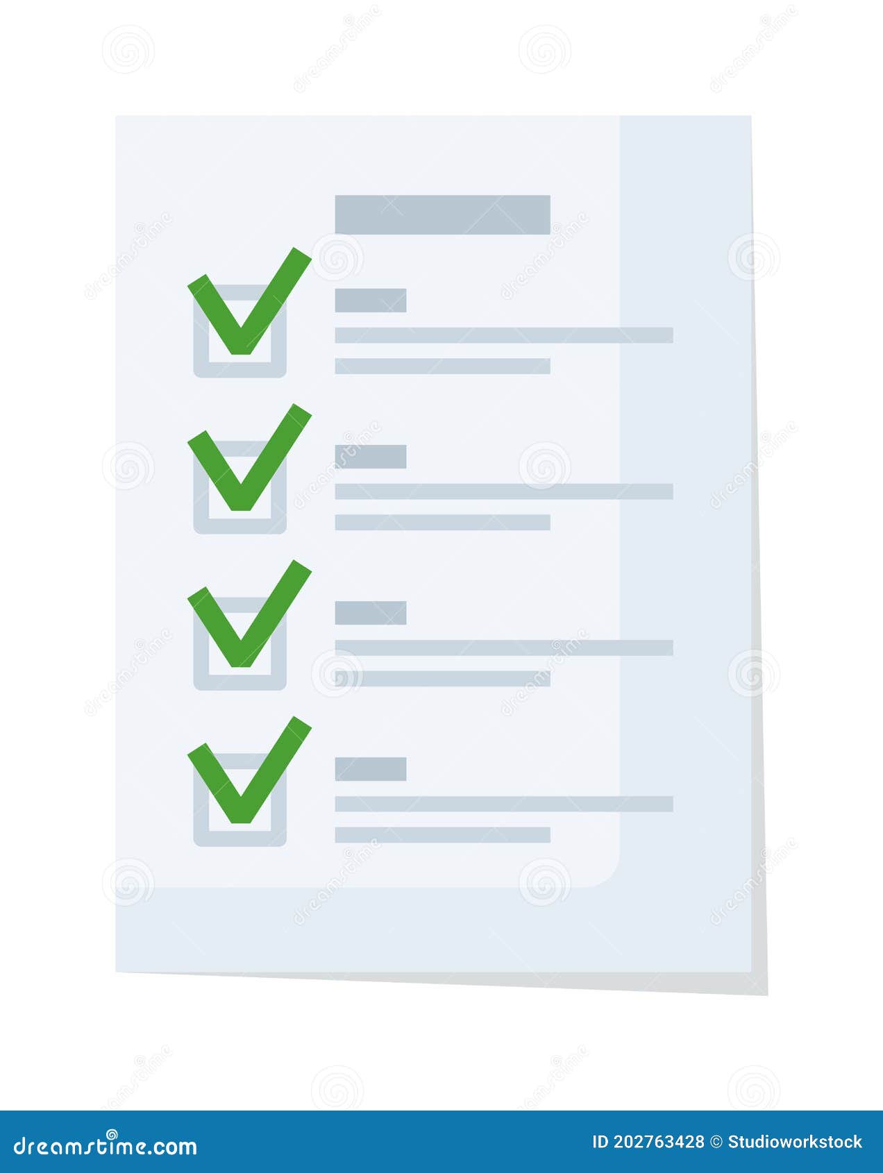 Document with Green Tick Checkmark Isolated on White Stock Vector ...