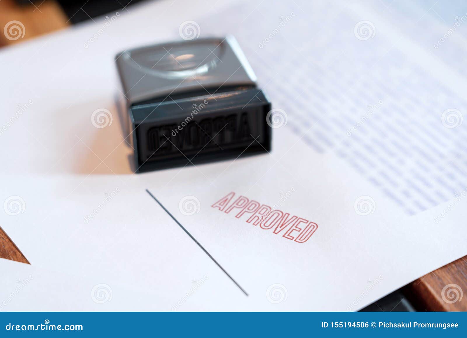 Document that Has Been Stamped Printed on Approved in Large Diagonal ...