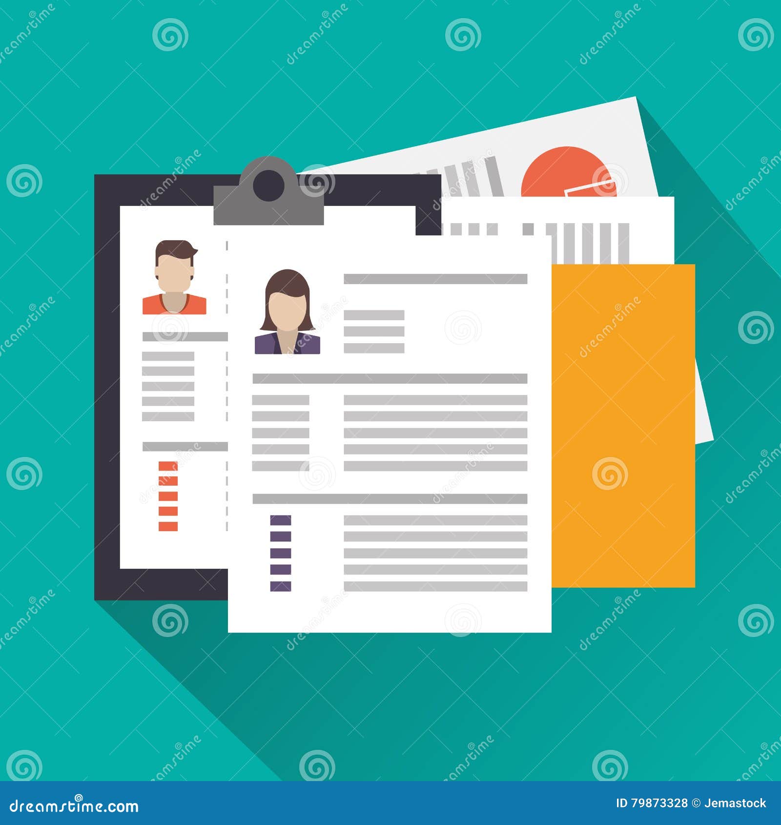 Document and Human Resources Design Stock Illustration - Illustration ...