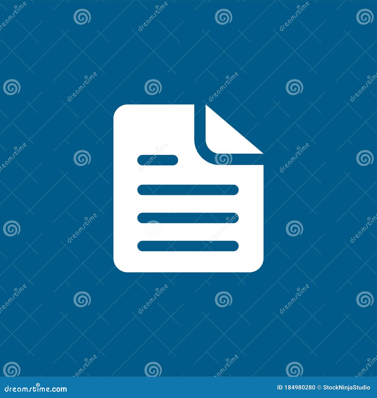 Document Icon on Blue Background. Blue Flat Style Vector Illustration ...