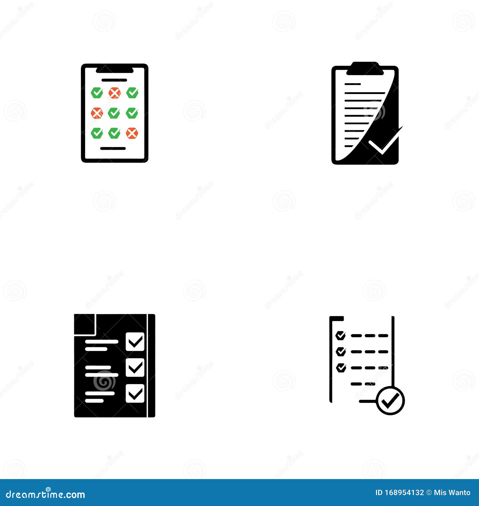 Document Icon with Check and Cross Symbol Vector Illustration Stock ...