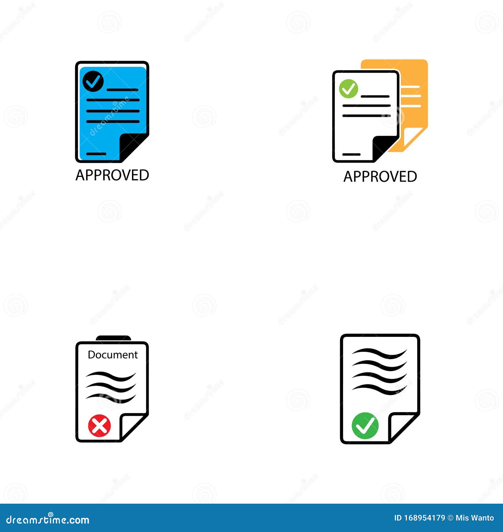 Document Icon with Check and Cross Symbol Vector Illustration Stock ...