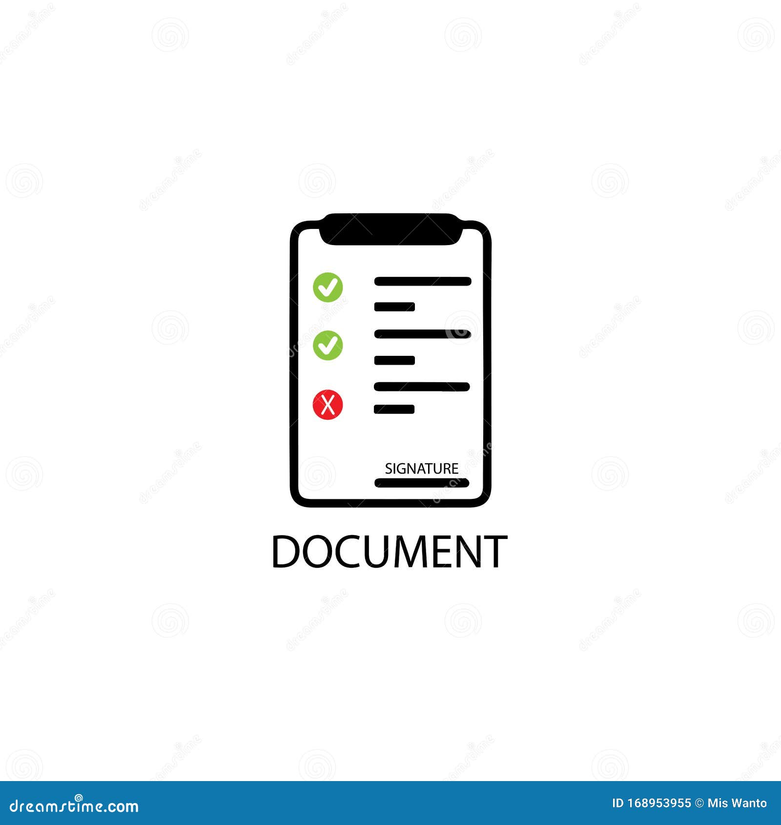 Document Icon with Check and Cross Symbol Vector Illustration Stock ...