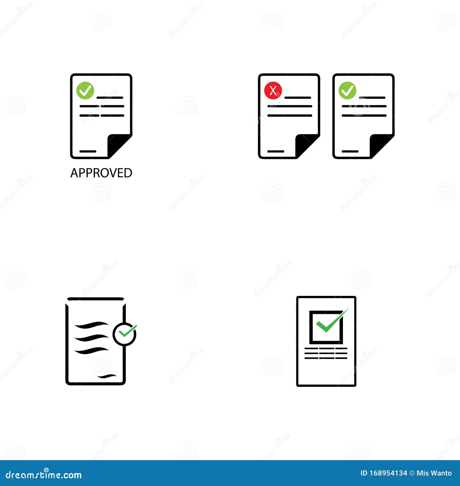 Document Icon with Check and Cross Symbol Vector Illustration Stock ...