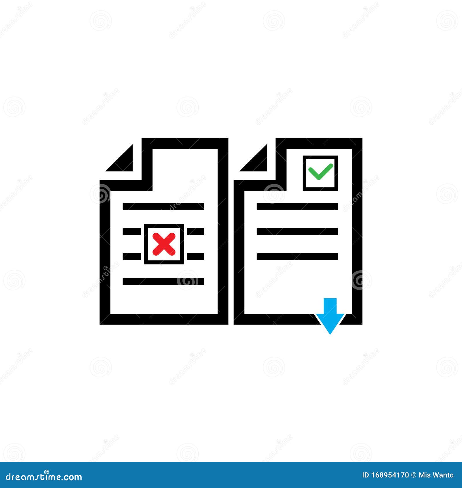 Document Icon with Check and Cross Symbol Vector Illustration Stock ...