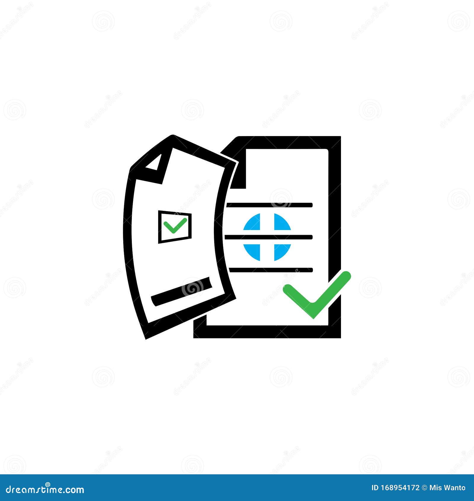 Document Icon with Check and Cross Symbol Vector Illustration Stock ...
