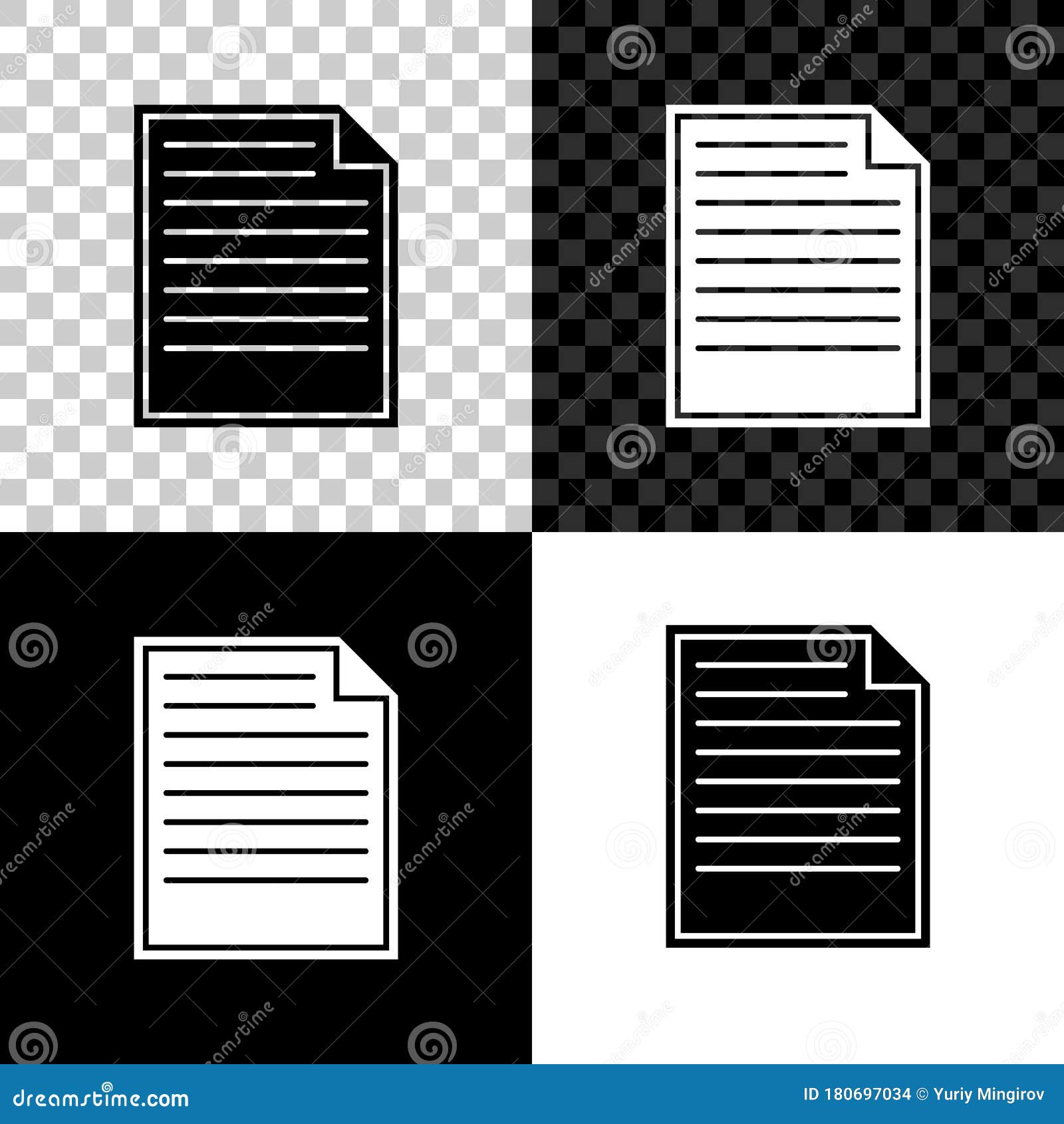 Document Icon Isolated on Black, White and Transparent Background. File ...