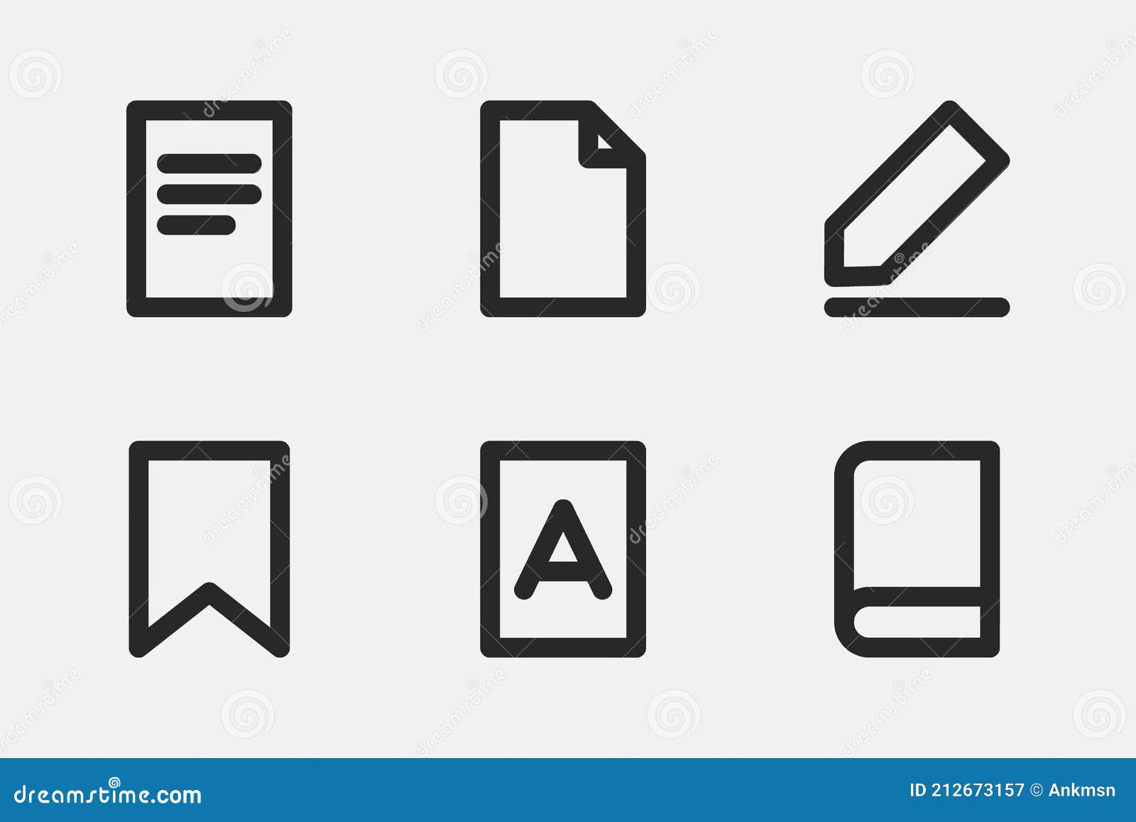 Document Icon Line Design. Vector Book Sign, Write and Read on White ...
