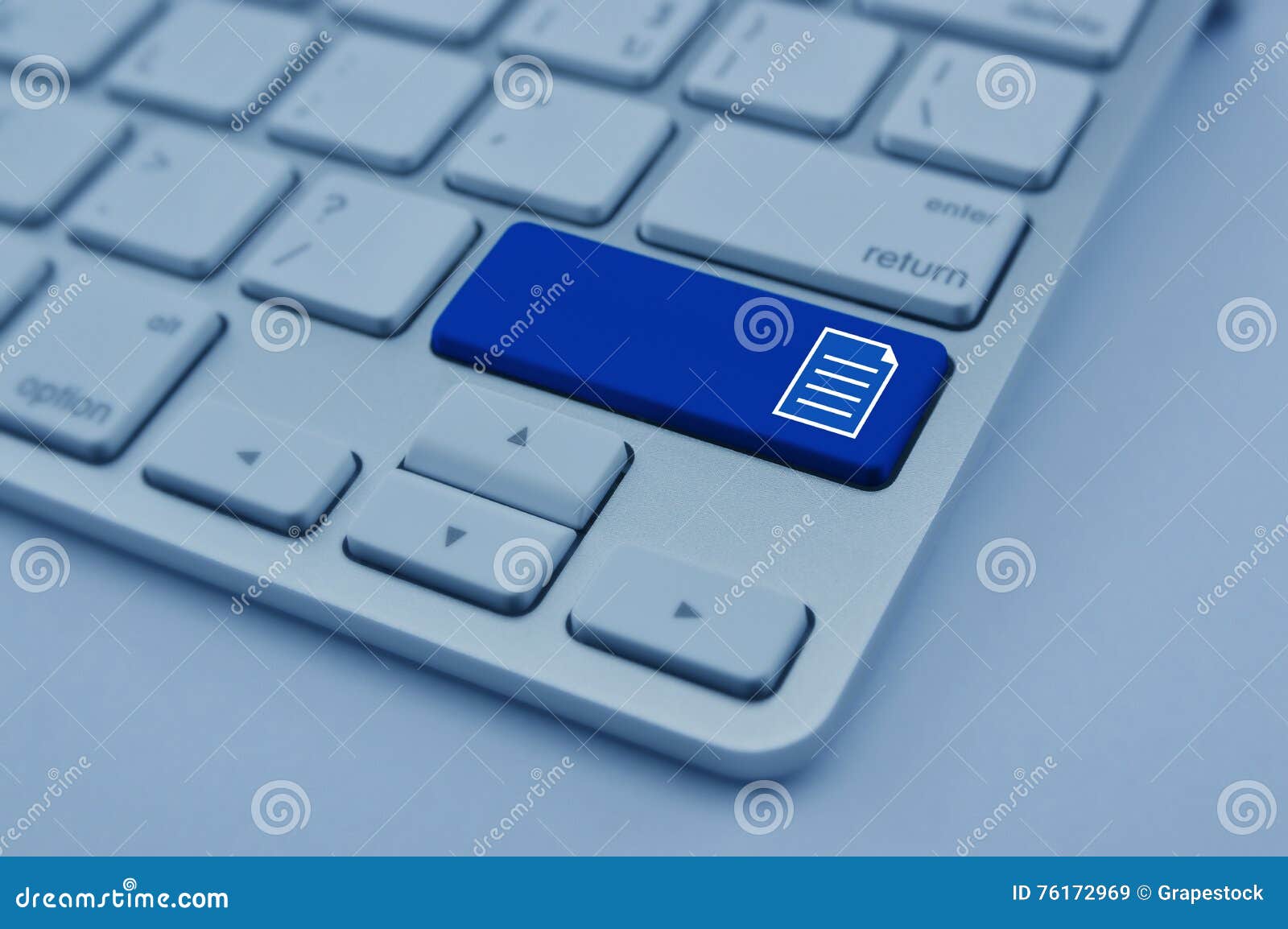 Document Icon on Modern Computer Keyboard Button, Network Concep Stock ...