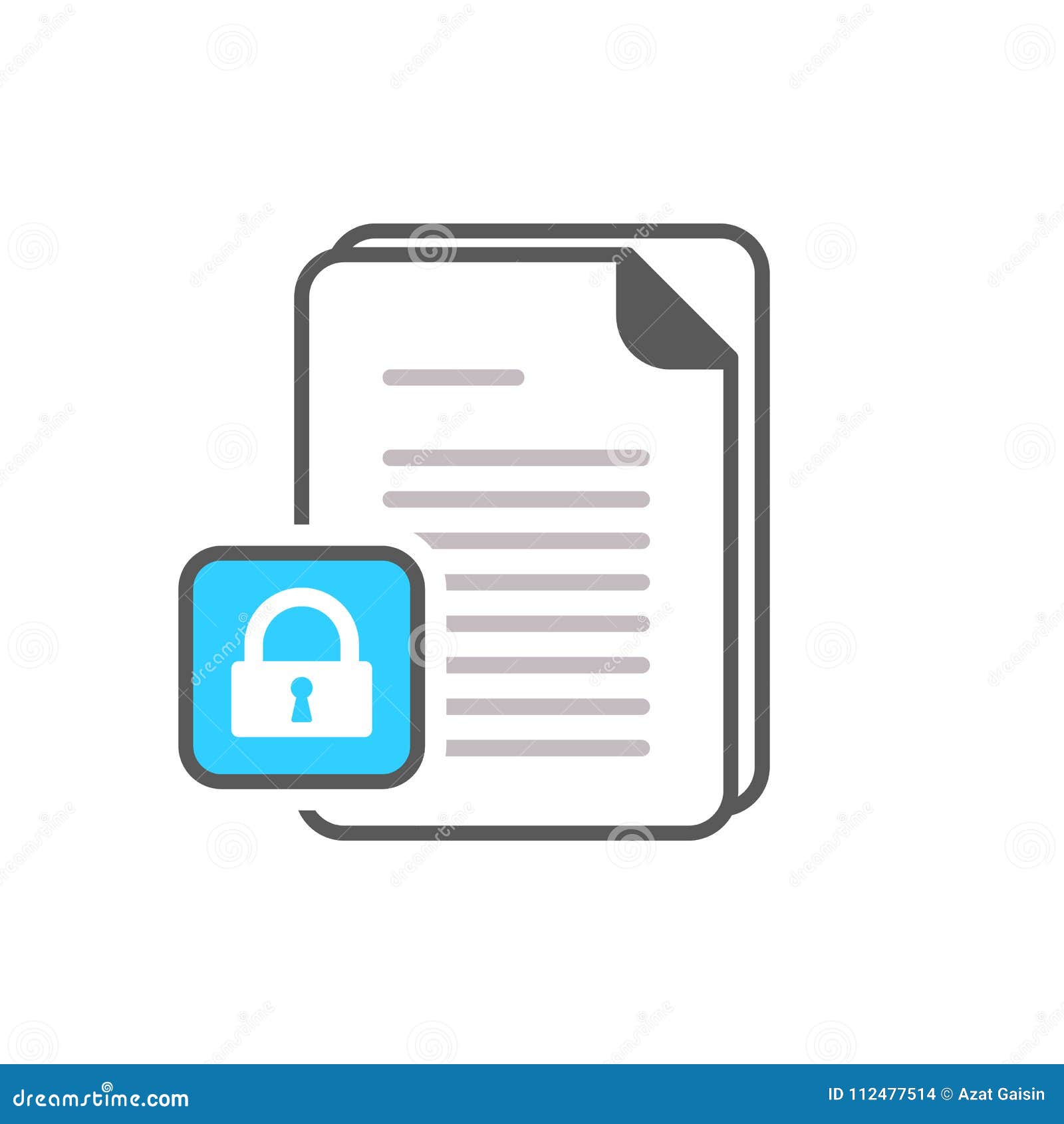 Document Icon with Padlock Sign. Document Icon and Security, Protection ...