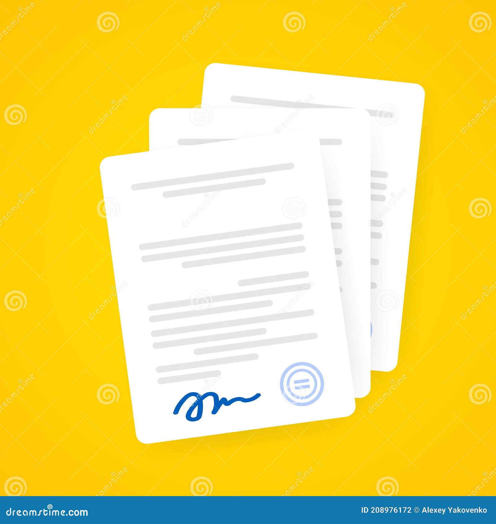 Document Icon. Paper Documents with Signature and Text Contract Idea ...