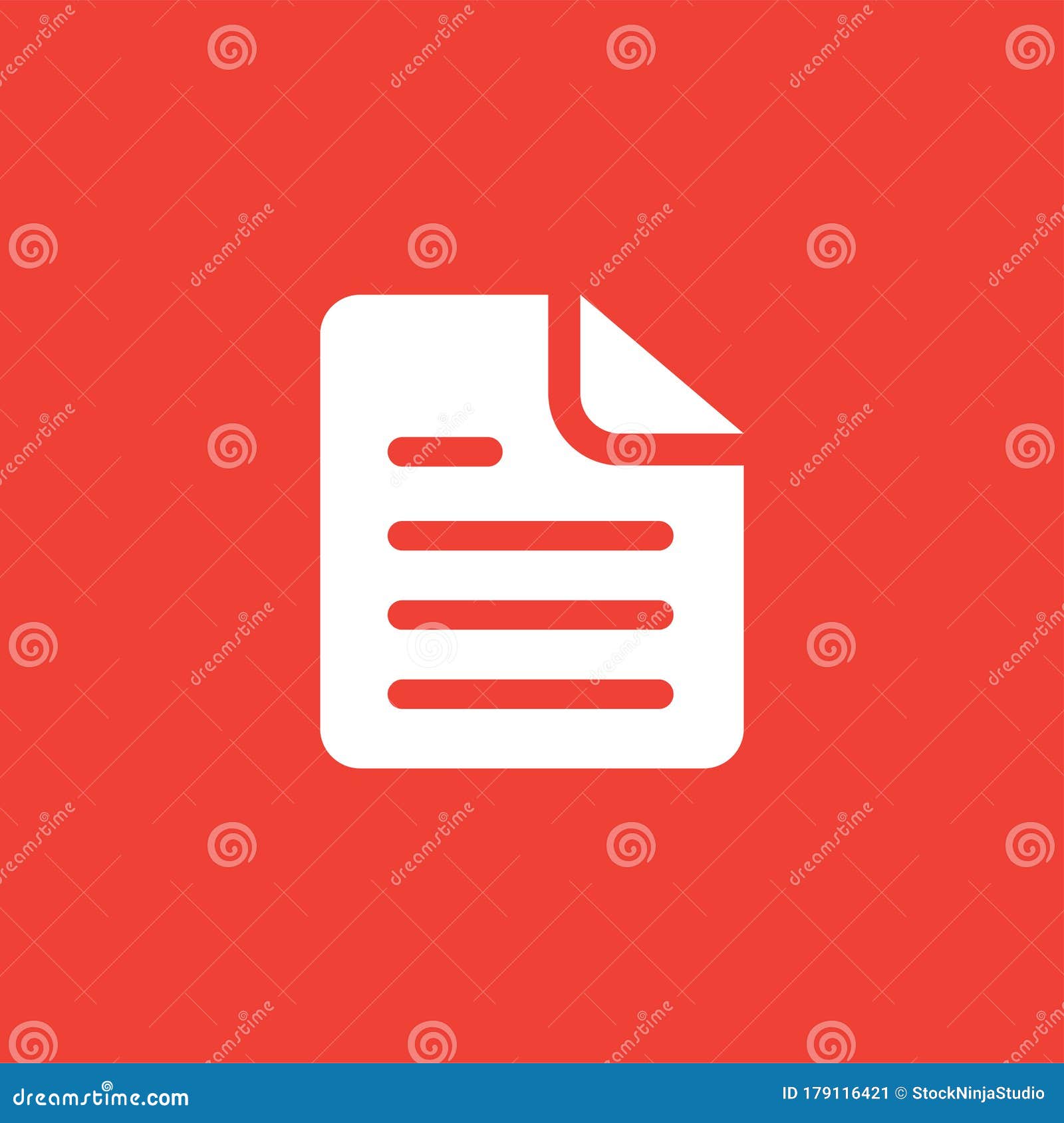 Document Icon on Red Background. Red Flat Style Vector Illustration ...