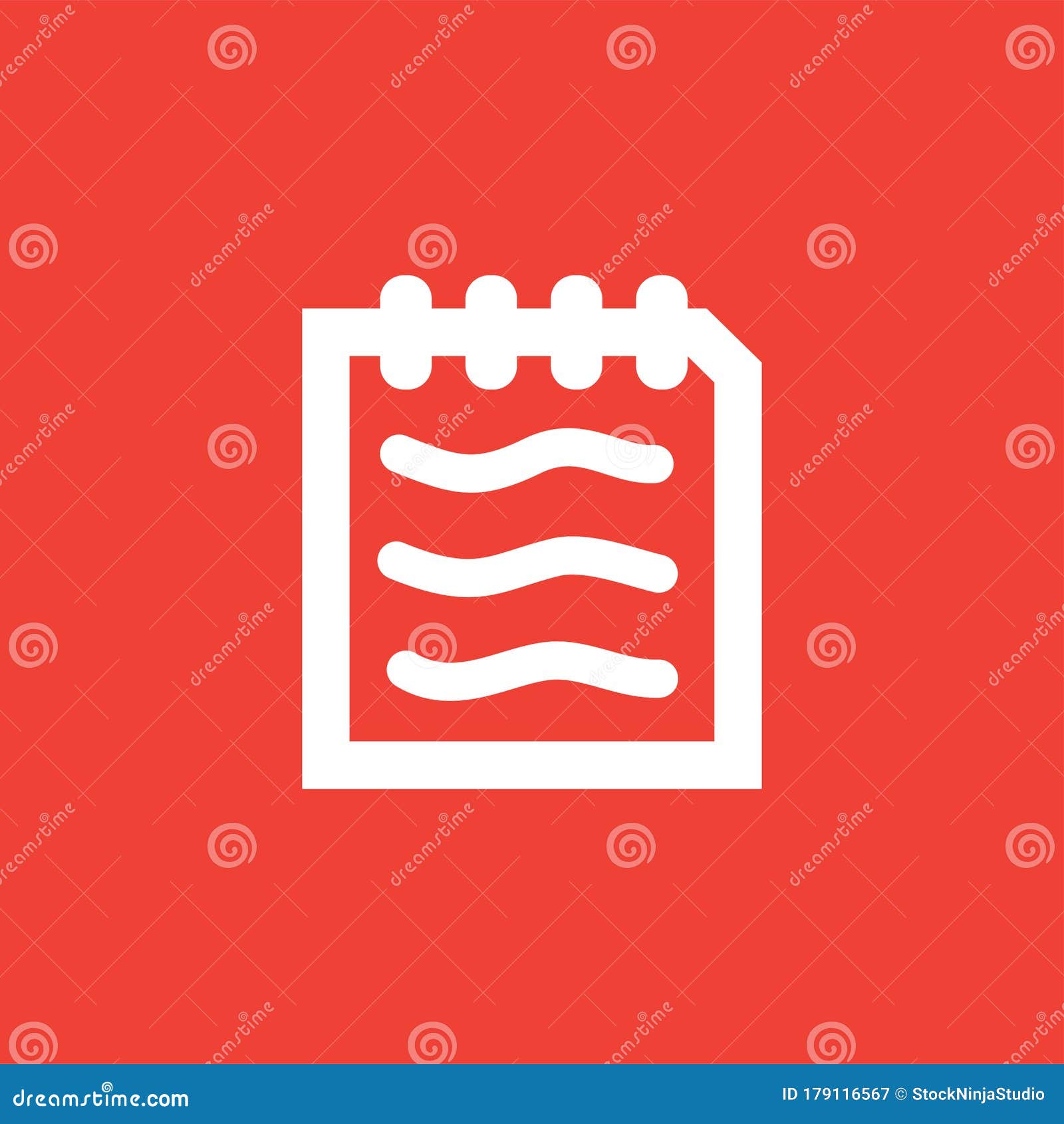 Document Icon on Red Background. Red Flat Style Vector Illustration ...