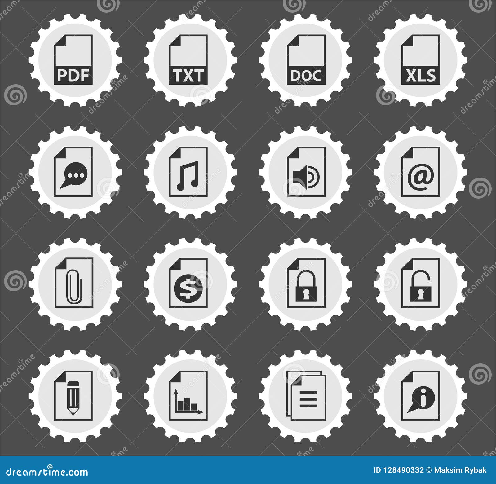 Document icon set stock vector. Illustration of money - 128490332