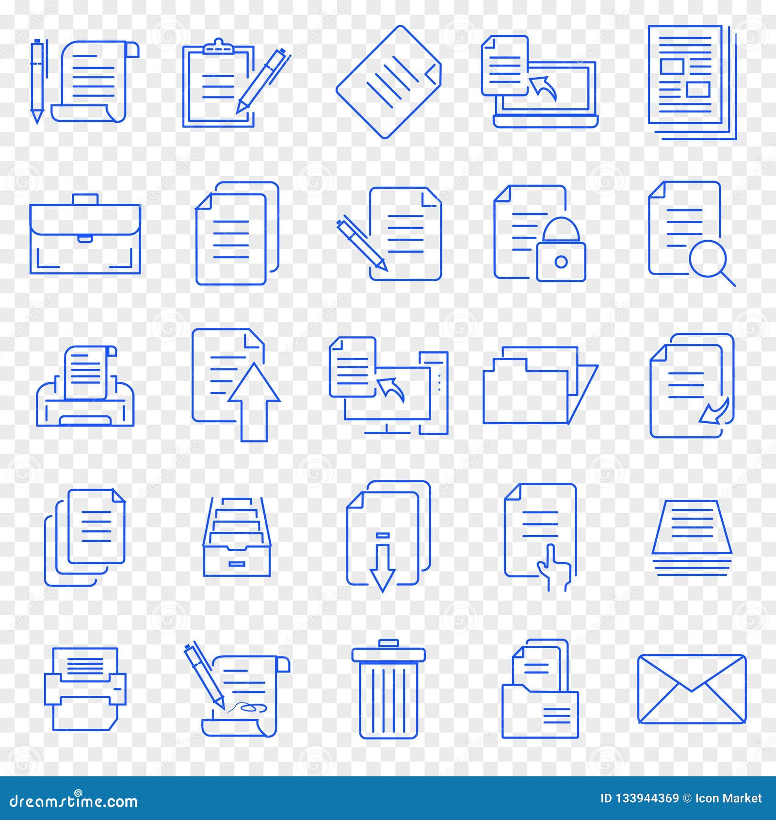 Document Icon Set. 25 Vector Icons Pack Stock Illustration ...
