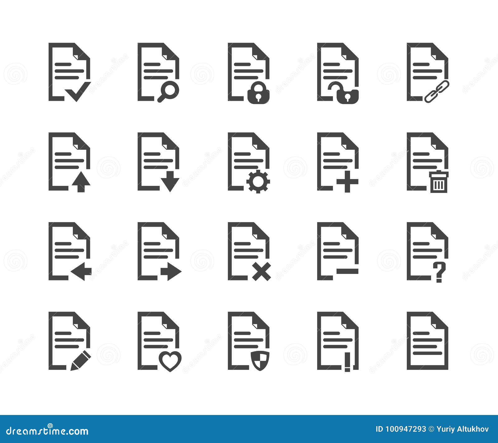 Document Icon Set, Vector Symbol. Stock Vector - Illustration of basket ...