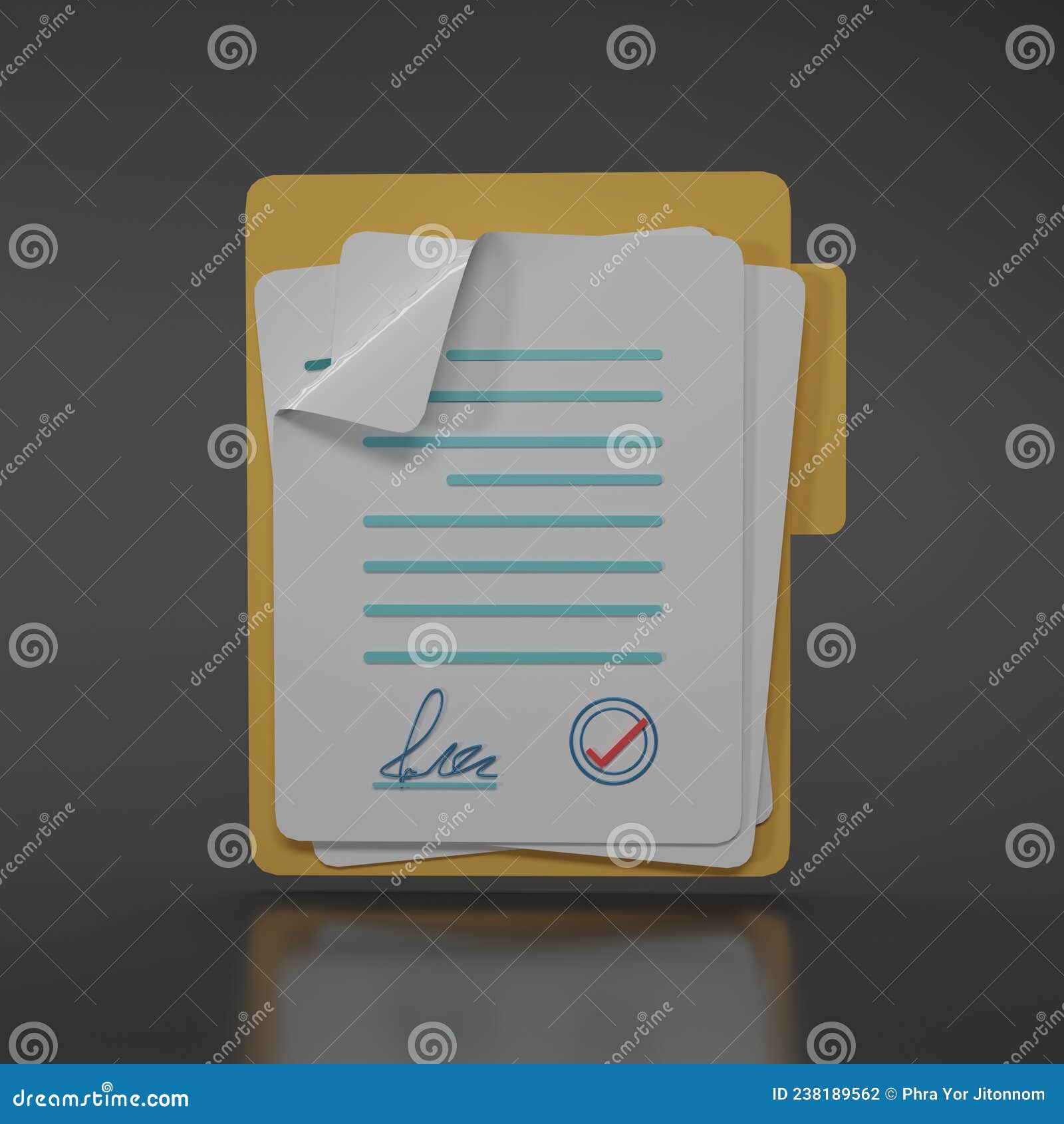 Document Icon with Signature, Texts and Folder for Graphic and Web ...