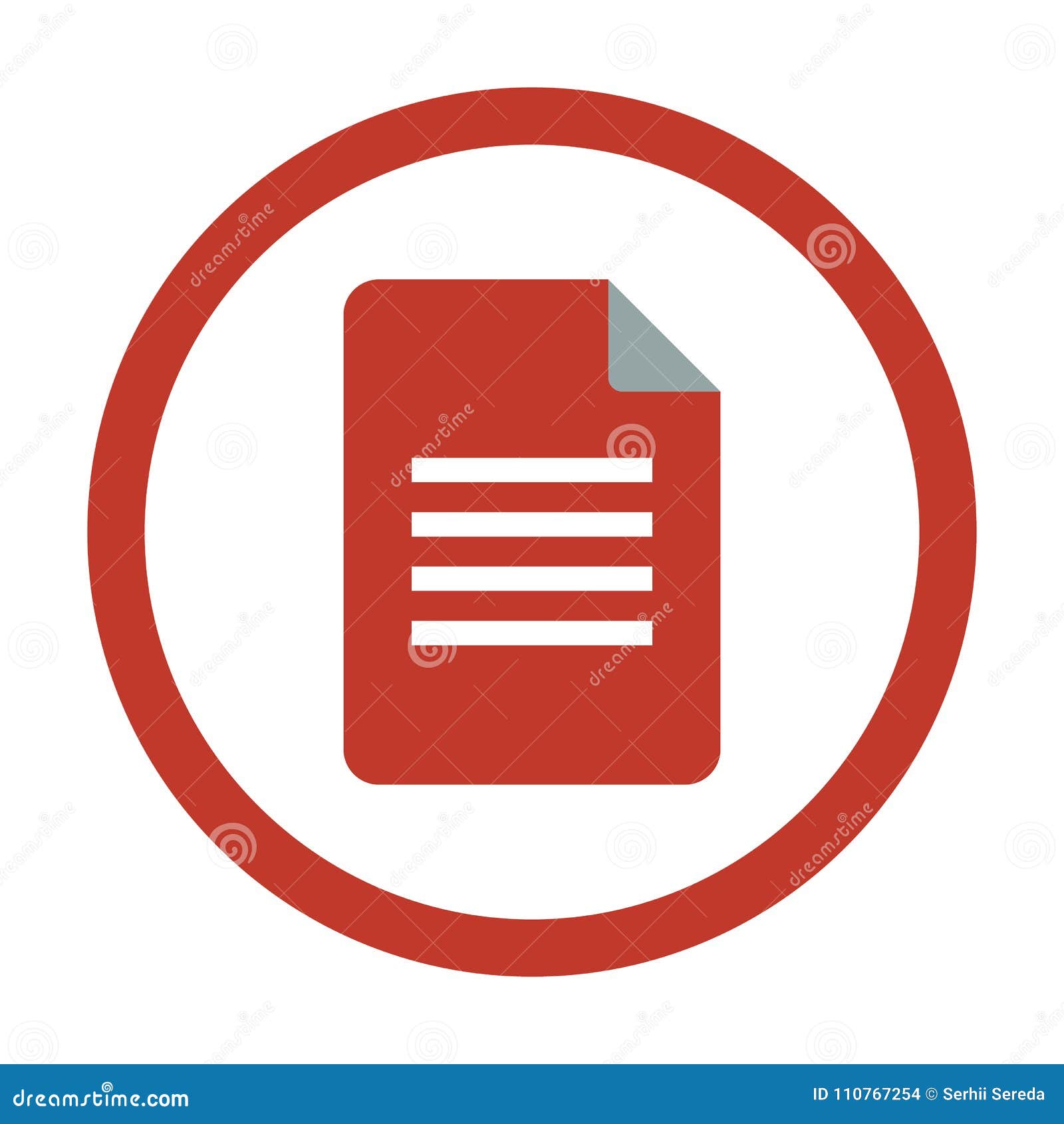 Document Icon on White Background. Stock Illustration - Illustration of ...