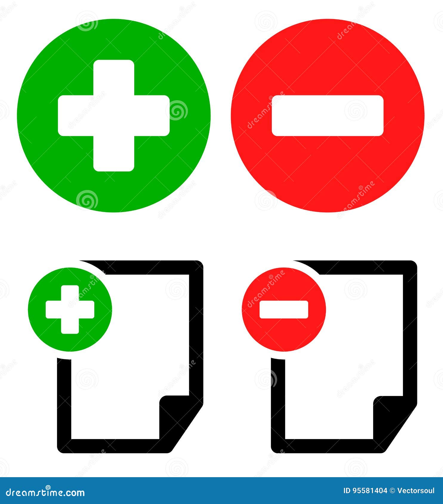 Document Icons with Add, Remove Buttons. Symbol Set Stock Vector ...