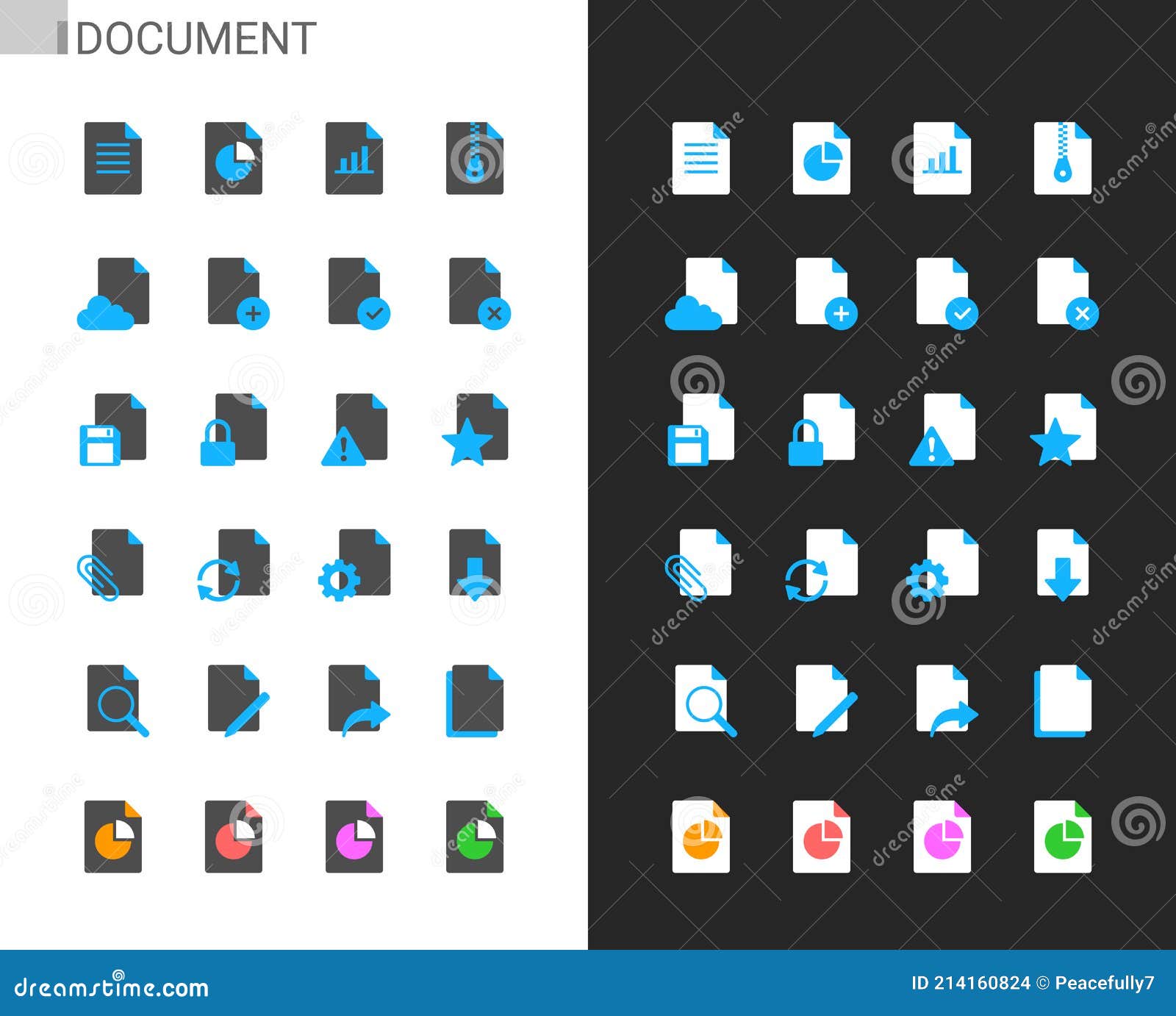 Document Icons Light and Dark Theme Stock Vector - Illustration of copy ...