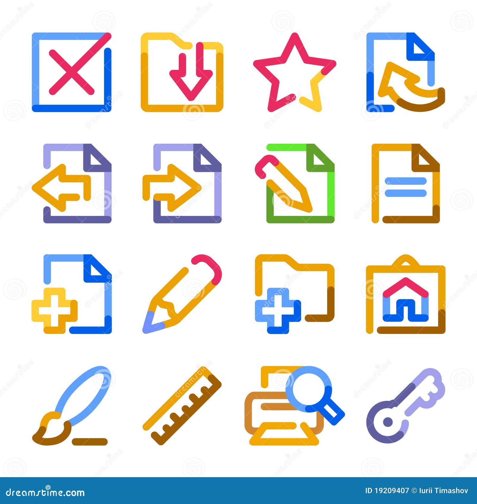 Document Icons, Set 2. Color Contour Series. Stock Vector ...