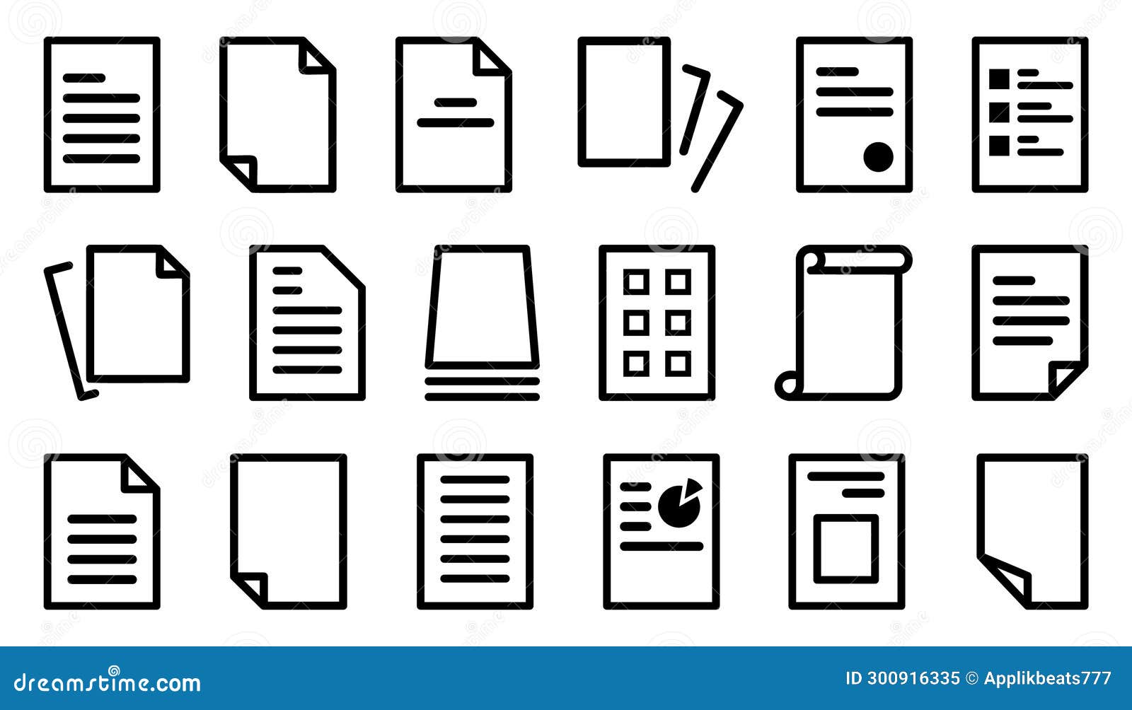 Document Icons. Set of Different Document Icons. Simple Document Signs ...