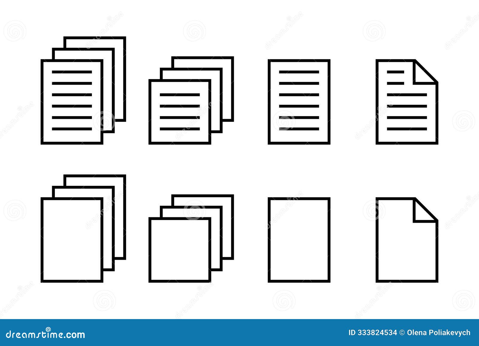 Document Icons Set. Paper Sheet Symbols. Simple Line Illustrations ...