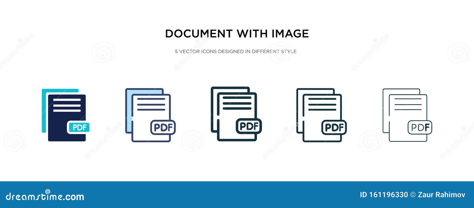 Document with Image and Content Icon in Different Style Vector ...