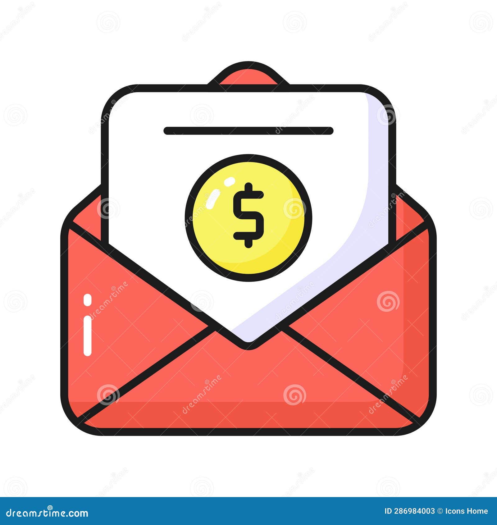 Document Inside Envelope with Dollar Denoting Financial Mail Concept ...