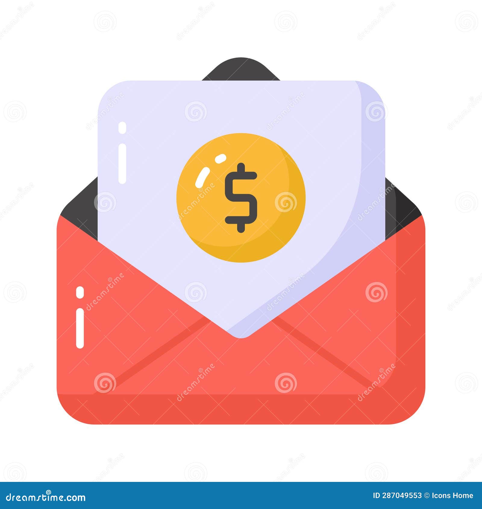 Document Inside Envelope with Dollar Denoting Financial Mail Concept ...
