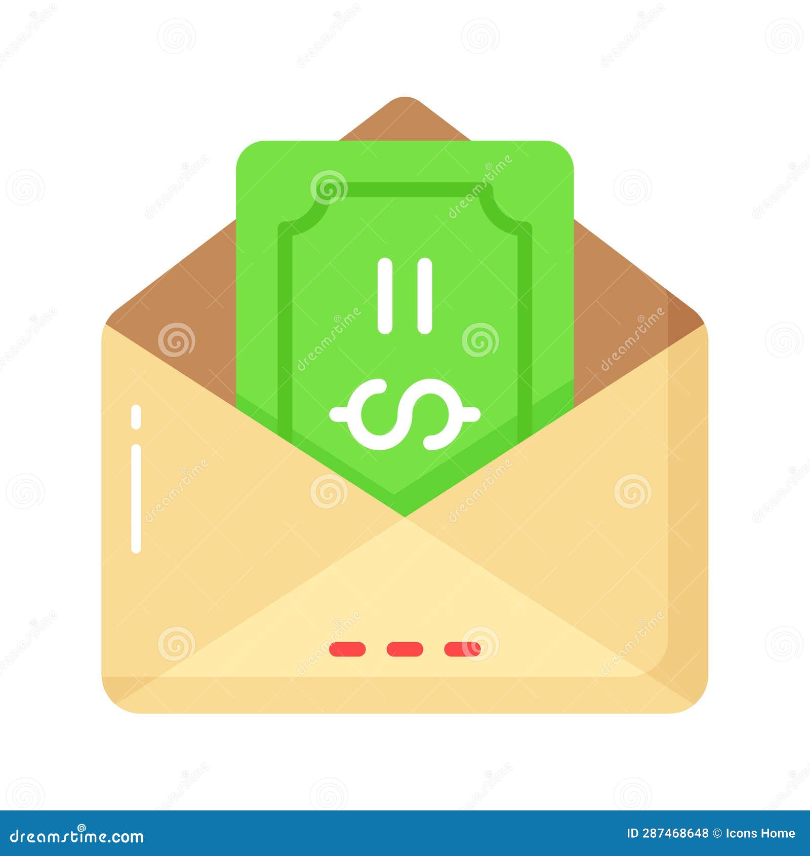 Document Inside Envelope with Dollar Denoting Financial Mail Concept ...