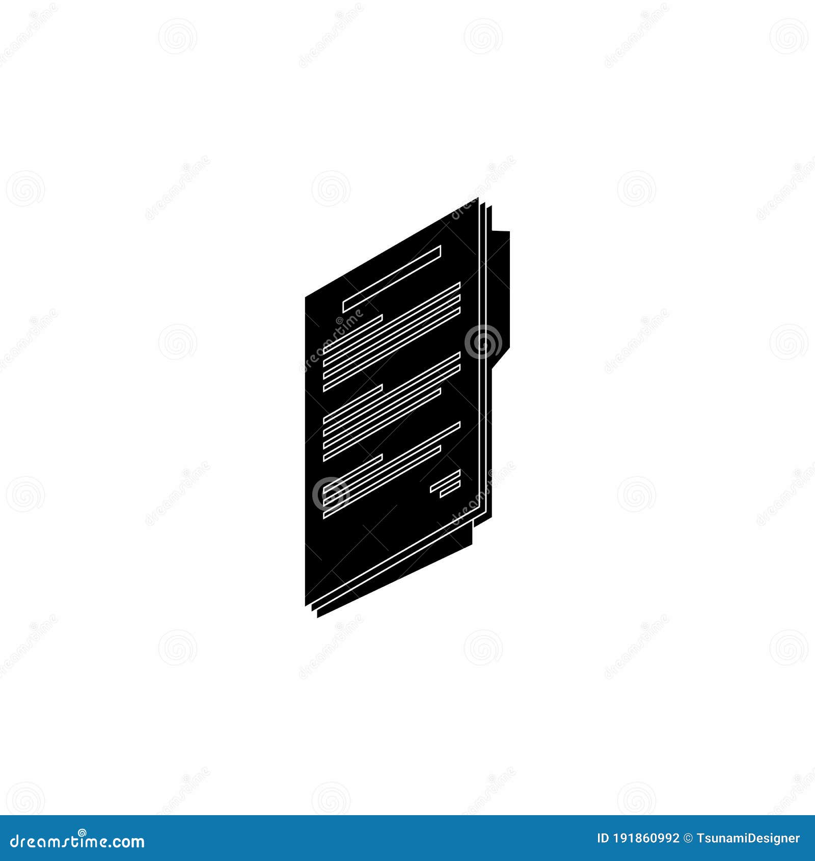 Document Isometric Right View - White Outline Icon Vector Isometric ...